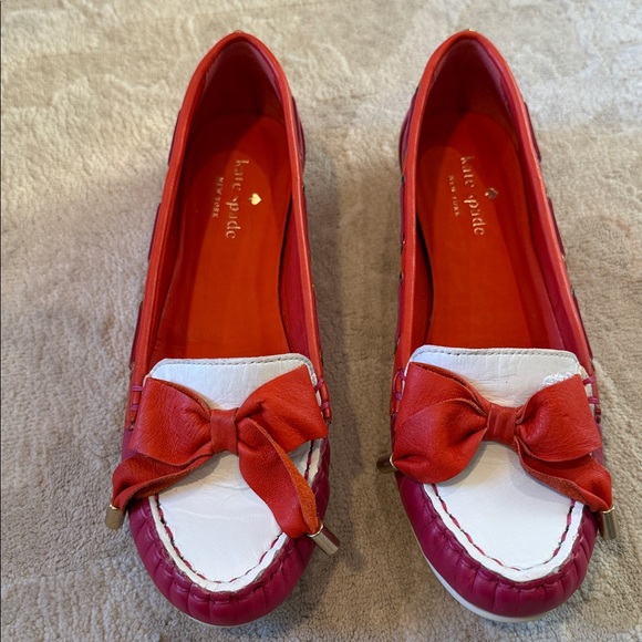 kate spade | Shoes | Kate Spade Desi Driving Loafers In A Redora And Wh ...
